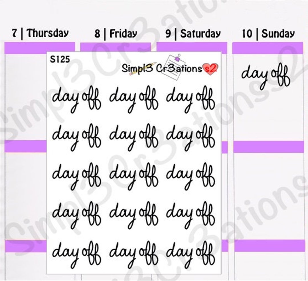 Day off Script Sticker Sheet - Etsy