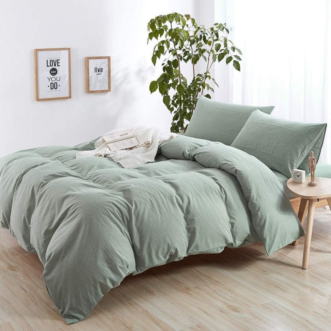 3 Pc Cotton Duvet Cover In Sage Green Duvet Cover With Etsy Uk