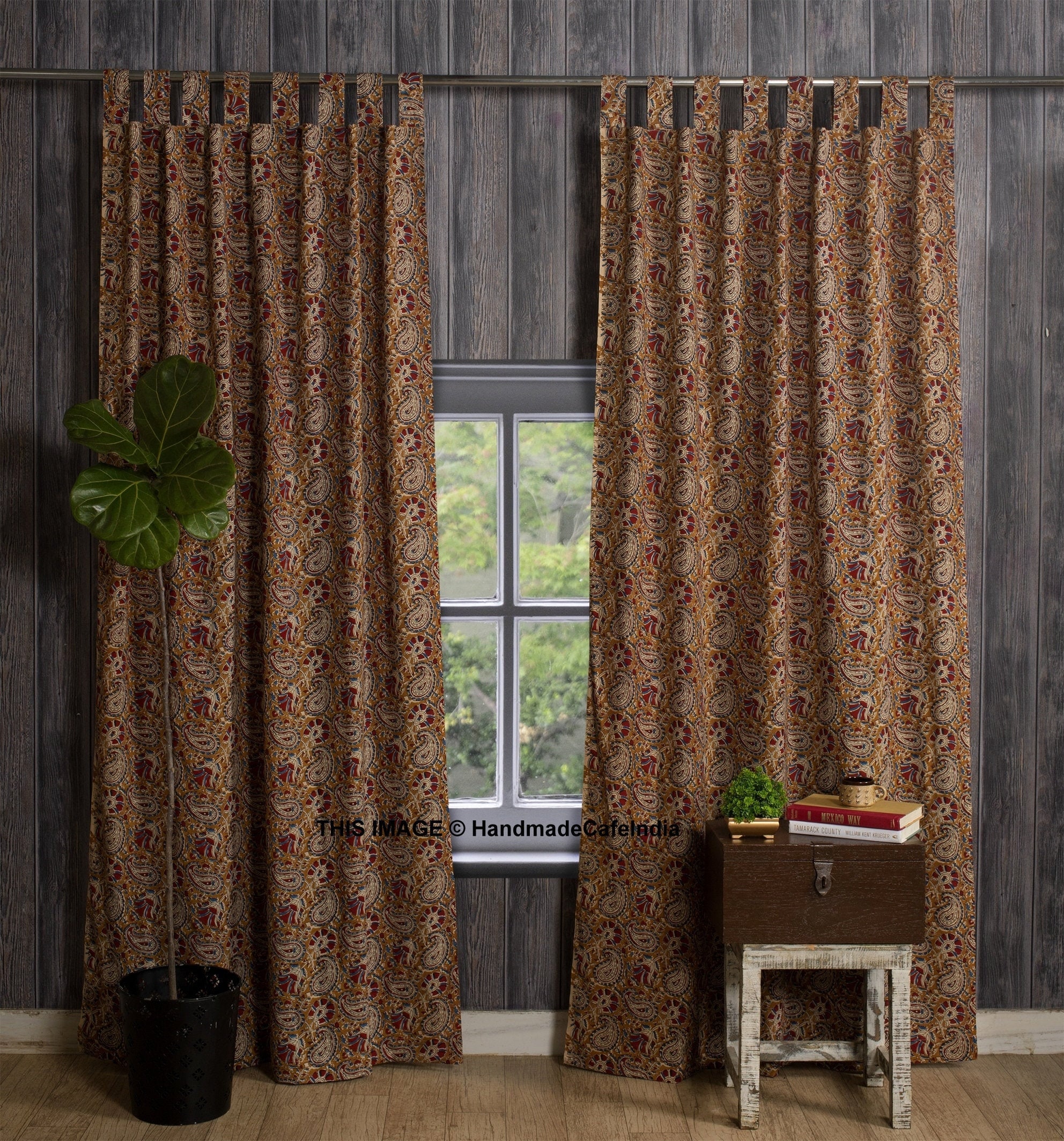 Paisley Window Curtains Custom Boho Brown Paisley Pattern Window ...