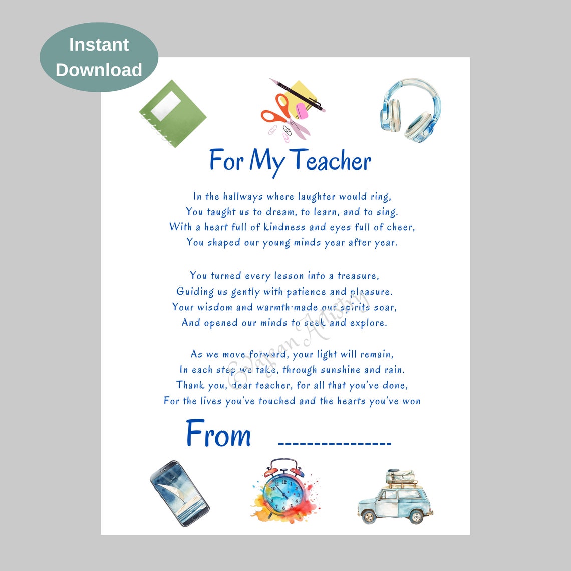 Thank You Letter for Teacher,end of Term Appreciation Gift,thank You ...