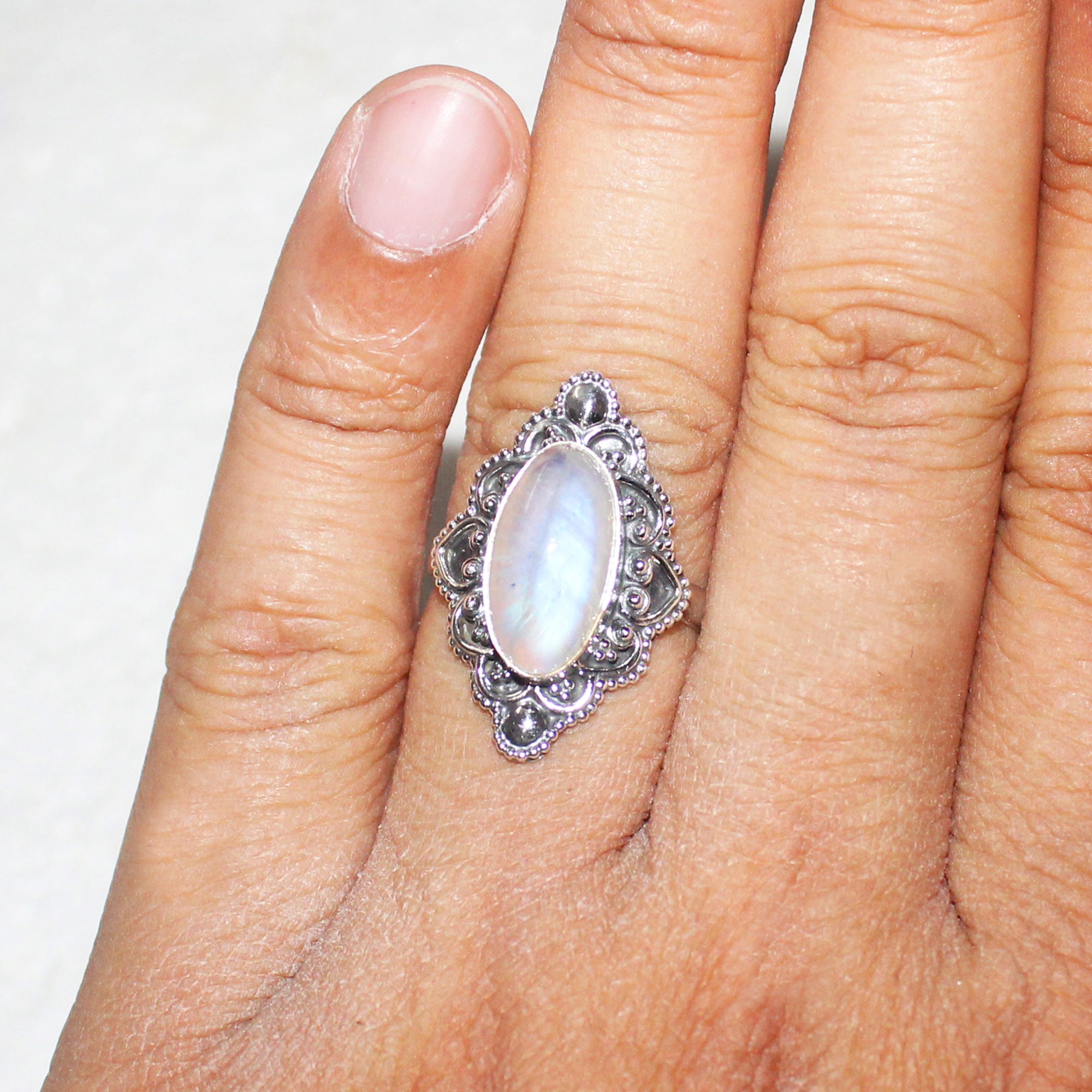 NATURAL RAINBOW MOONSTONE Gemstone Studded In Solid 925 | Etsy