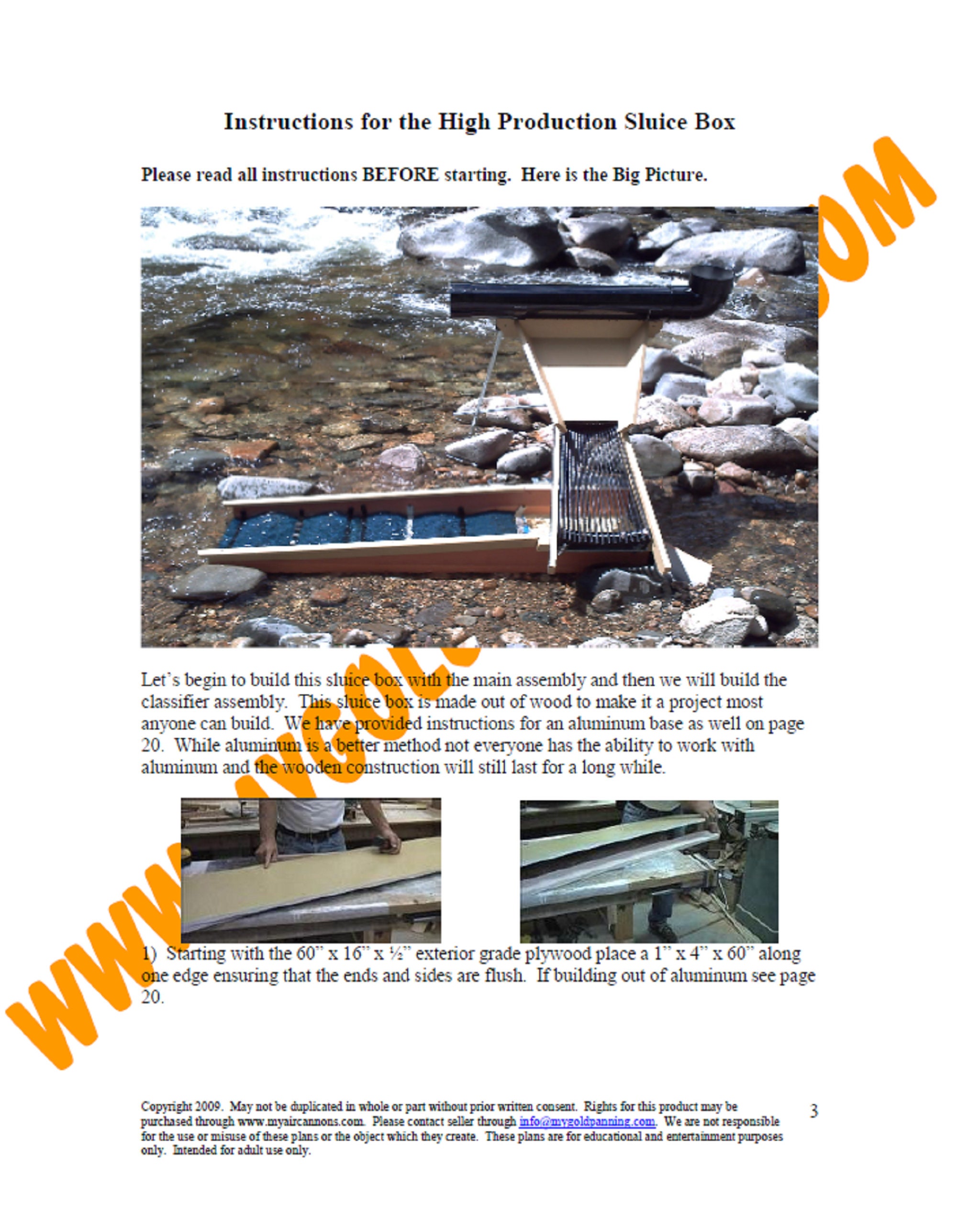 Homemade Gold Sluice Plans