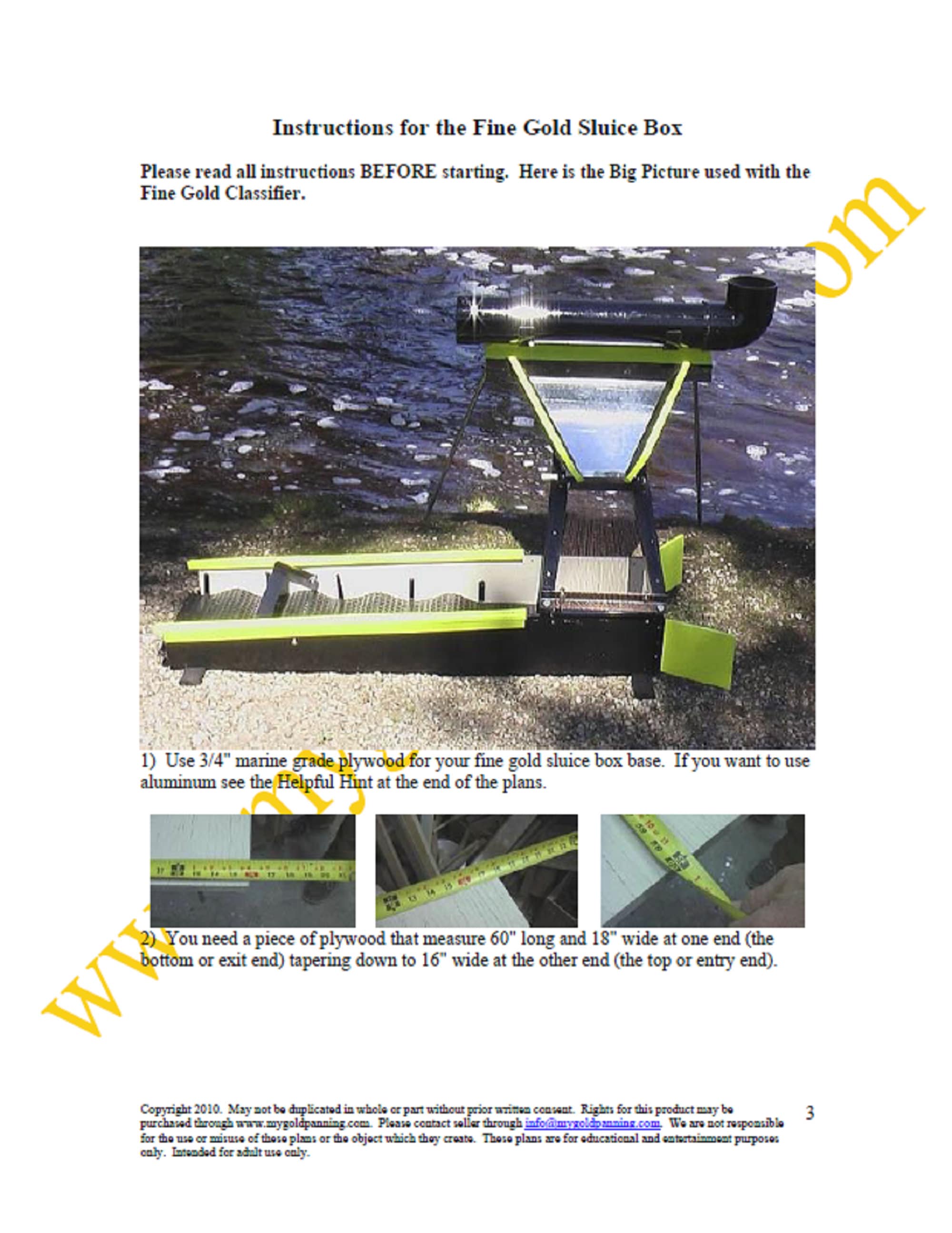 DIY (with DVD) Fine Gold Sluice & Classifier Assembly Plans - DVD and ...