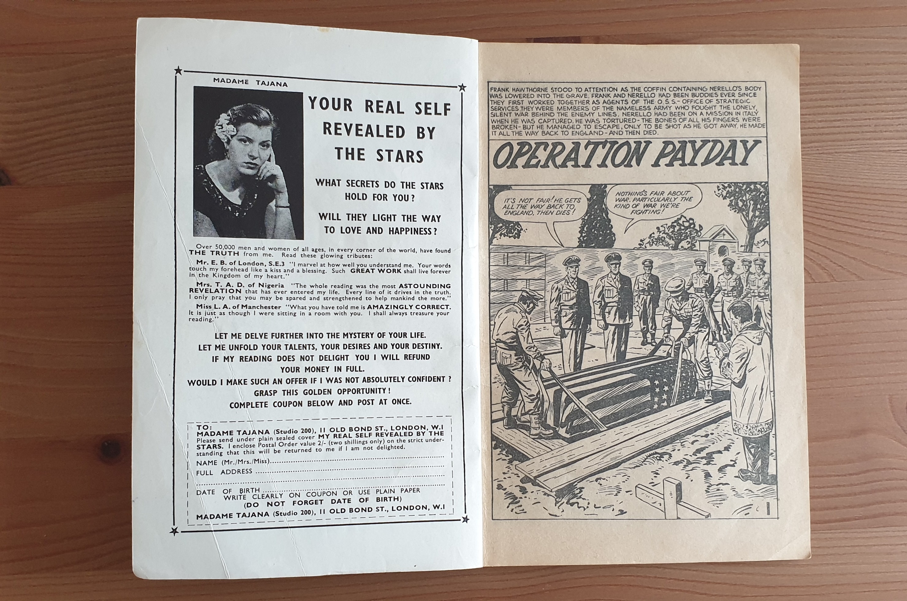 Office of Strategic Services Operation Pay Day T.V. O.S.S. War Comic ...