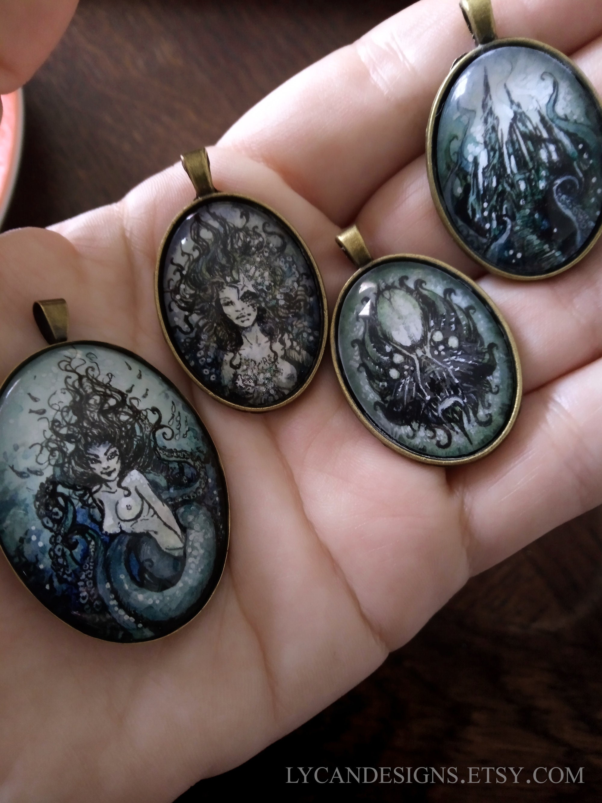 Cthulhu Offspring Original Watercolor Pendant - Etsy