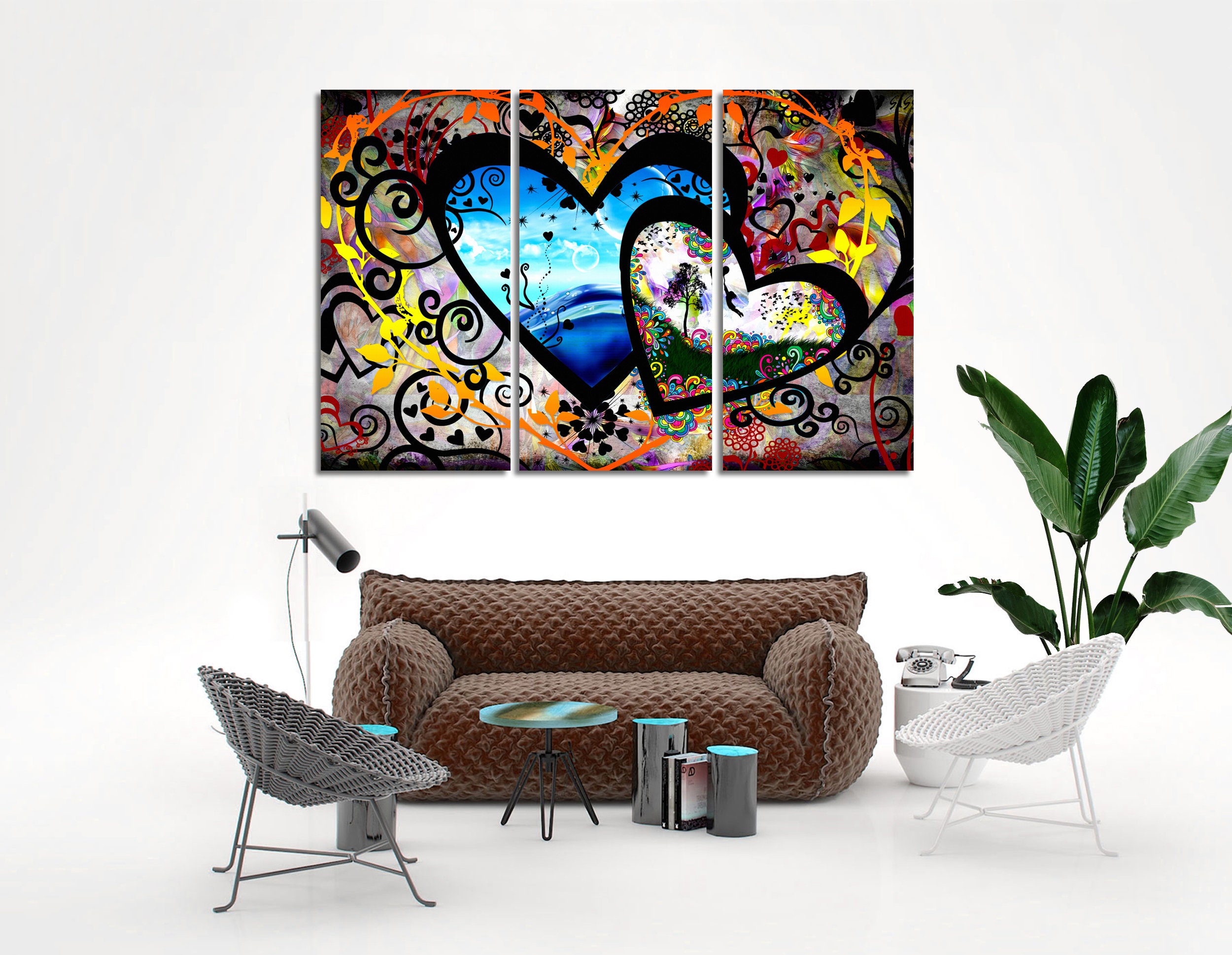 Heart Art Decor Street Art Prints Heart Canvas Love Print | Etsy