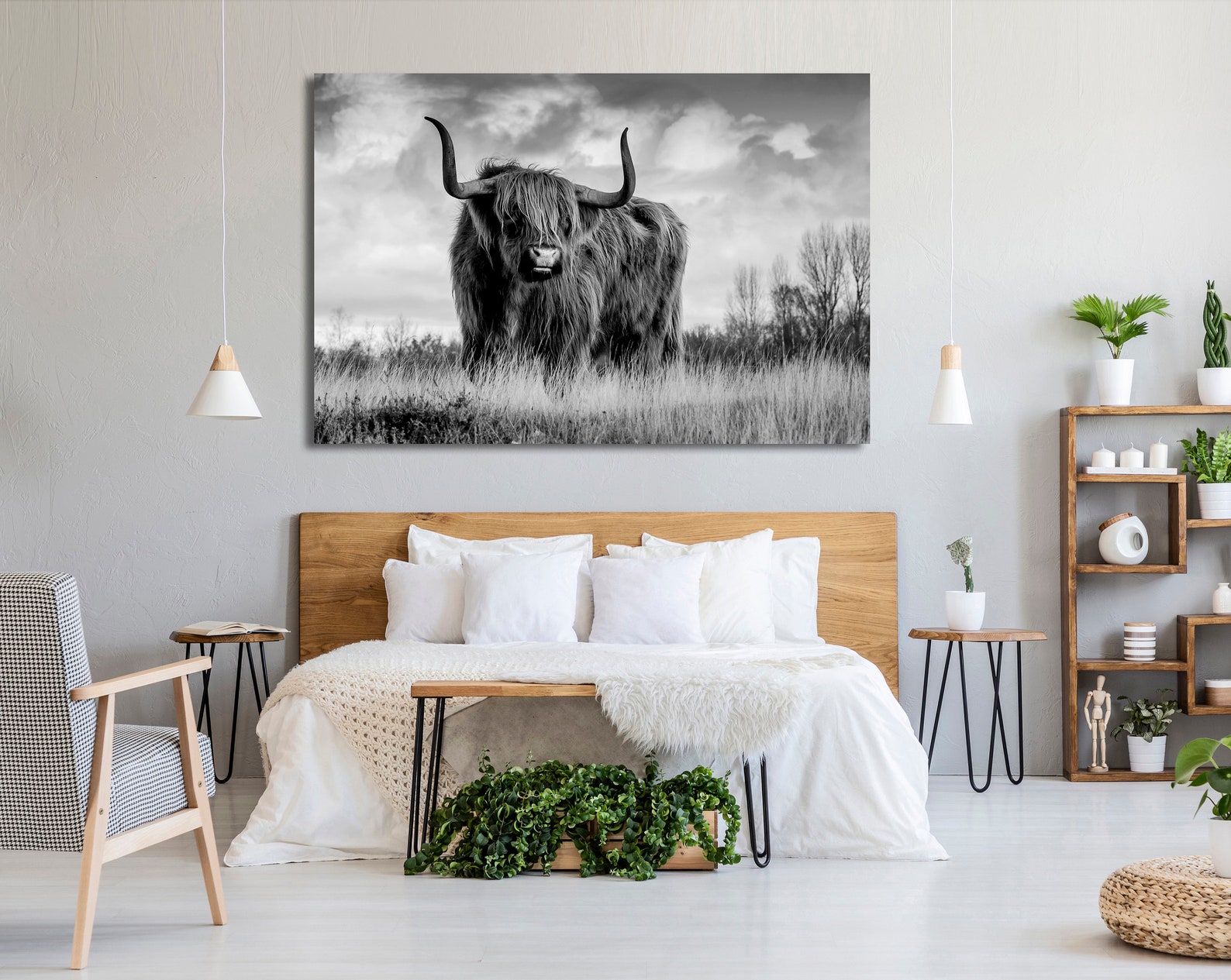 Highland Cow Art, Highland Cow Poster, Bulls Horns, Yak Canvas Art ...