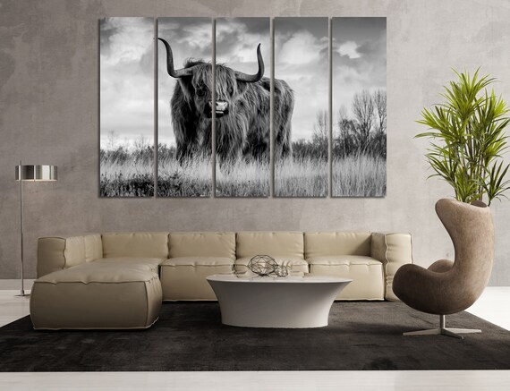 Highland Cow Art Highland Cow Poster Bulls Horns Yak Canvas | Etsy