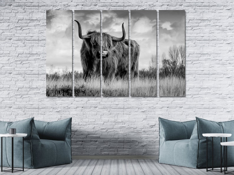 Highland Cow Art Highland Cow Poster Bulls Horns Yak Canvas | Etsy