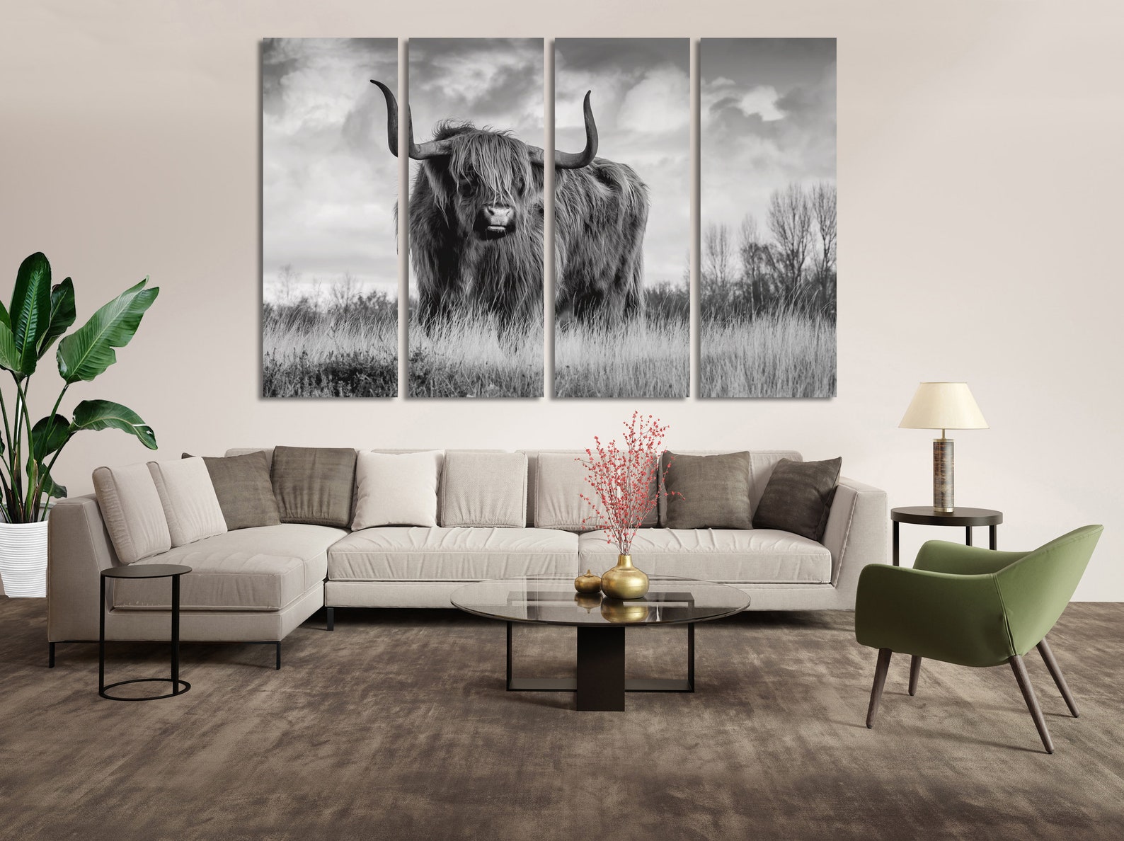 Highland Cow Art, Highland Cow Poster, Bulls Horns, Yak Canvas Art ...