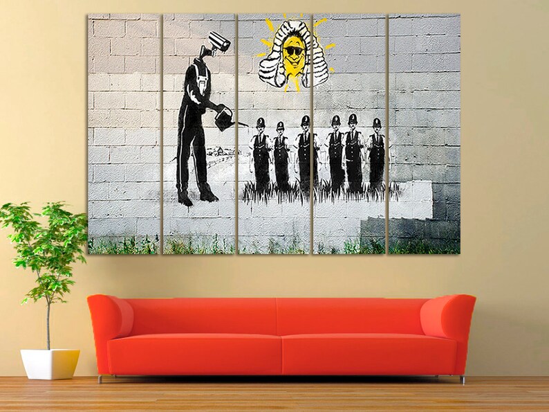 Banksy police officers art wall street art graffiti art canvas | Etsy