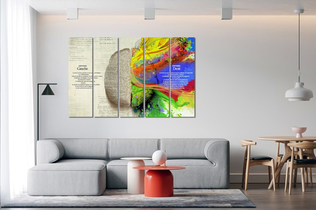 French Brain Floral Print Art Anatomical Brain Canvas Medical Decor ...