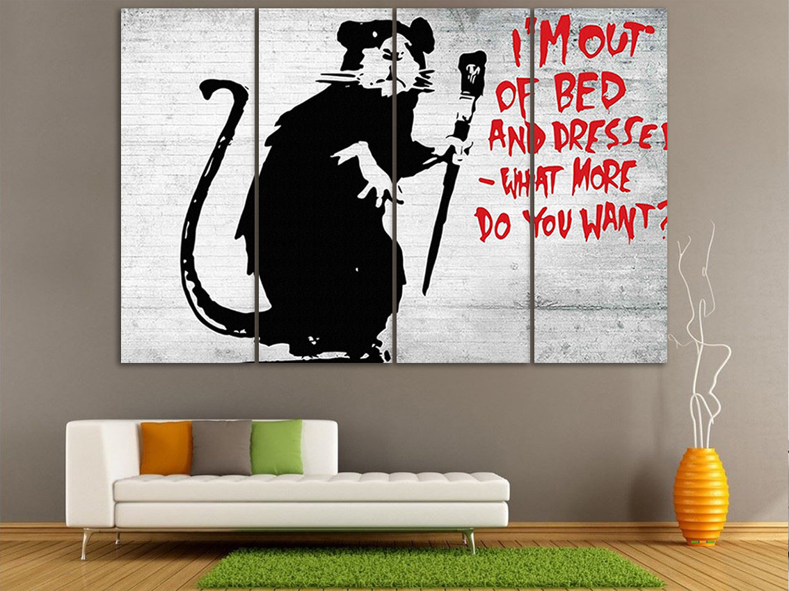Banksy Mouse Art Wall Street Art Graffiti Art Canvas Banksy Mural ...