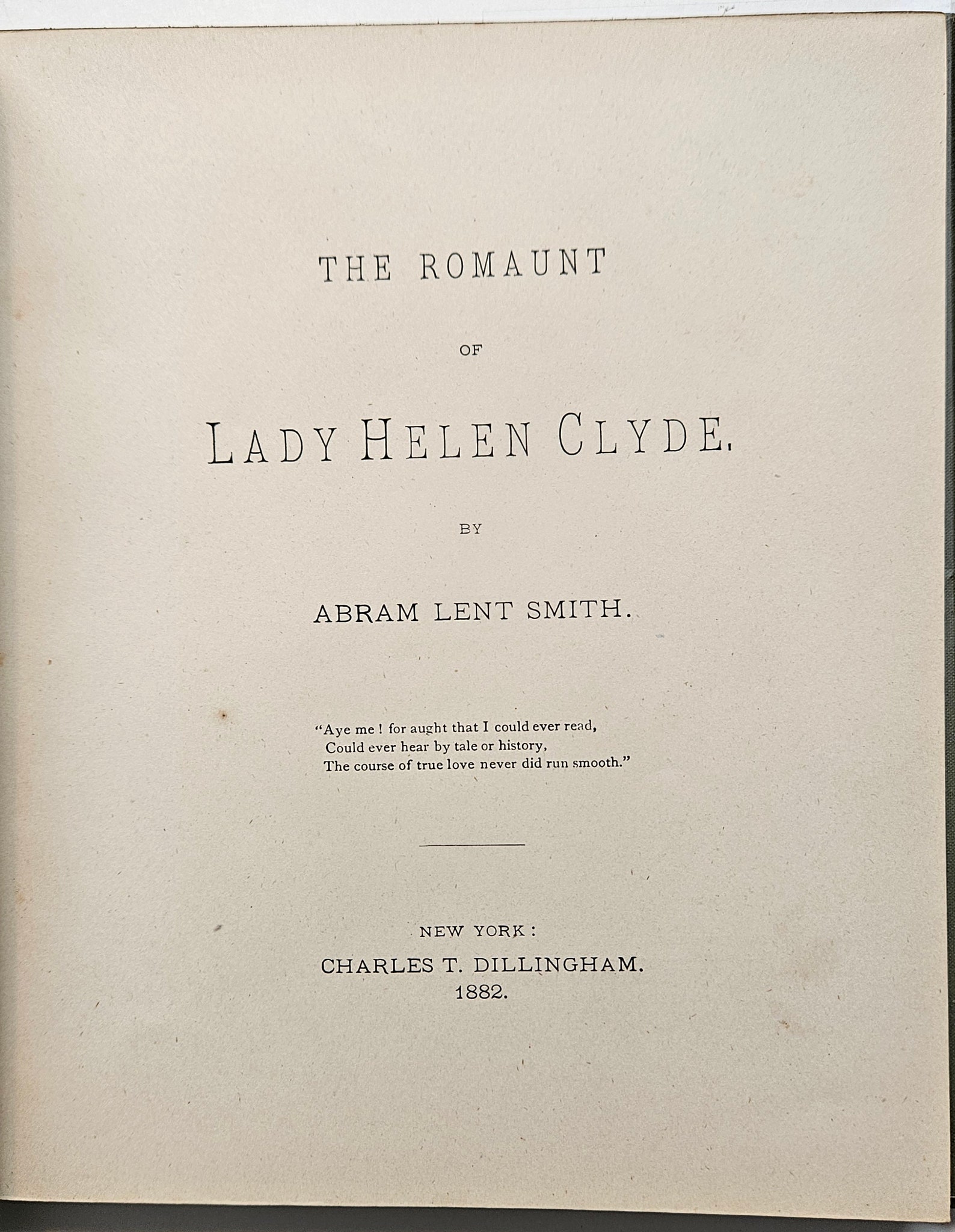 ROMAUNT of Lady HELEN CLYDE by Abram Lent Smith 1882 - Etsy
