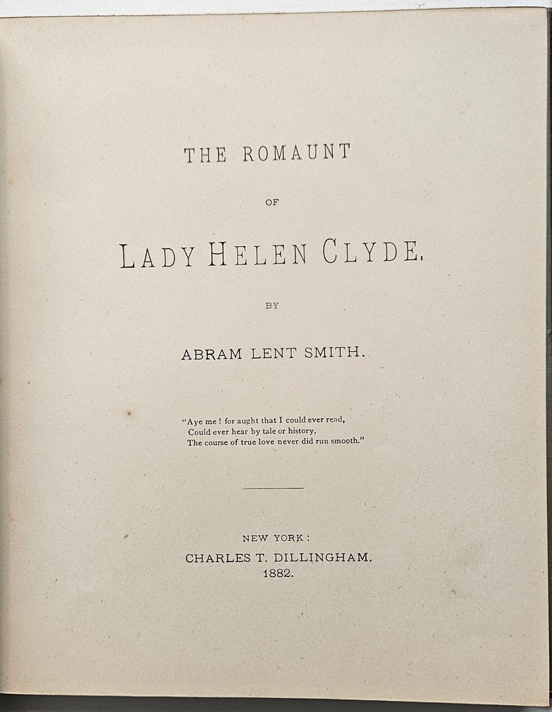 ROMAUNT of Lady HELEN CLYDE by Abram Lent Smith 1882 - Etsy