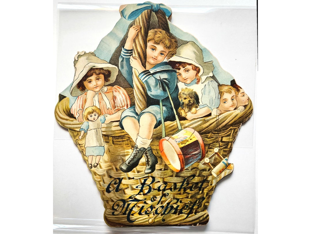 BASKET OF MISCHIEF, Shape Book, Raphael Tuck, Circa 1890 - Etsy