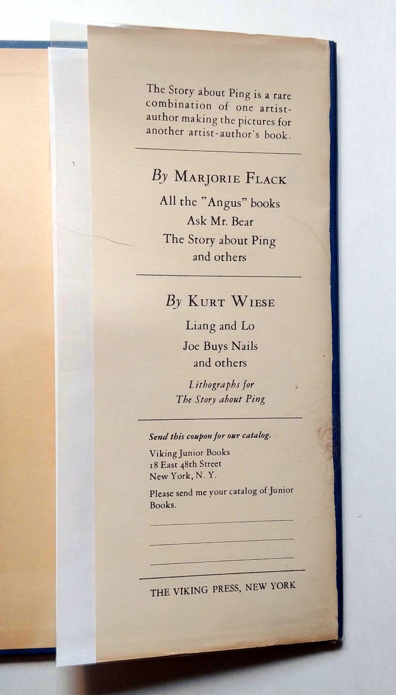 STORY ABOUT PING Marjorie Flack Kurt Wiese 1st Edition 1933 - Etsy