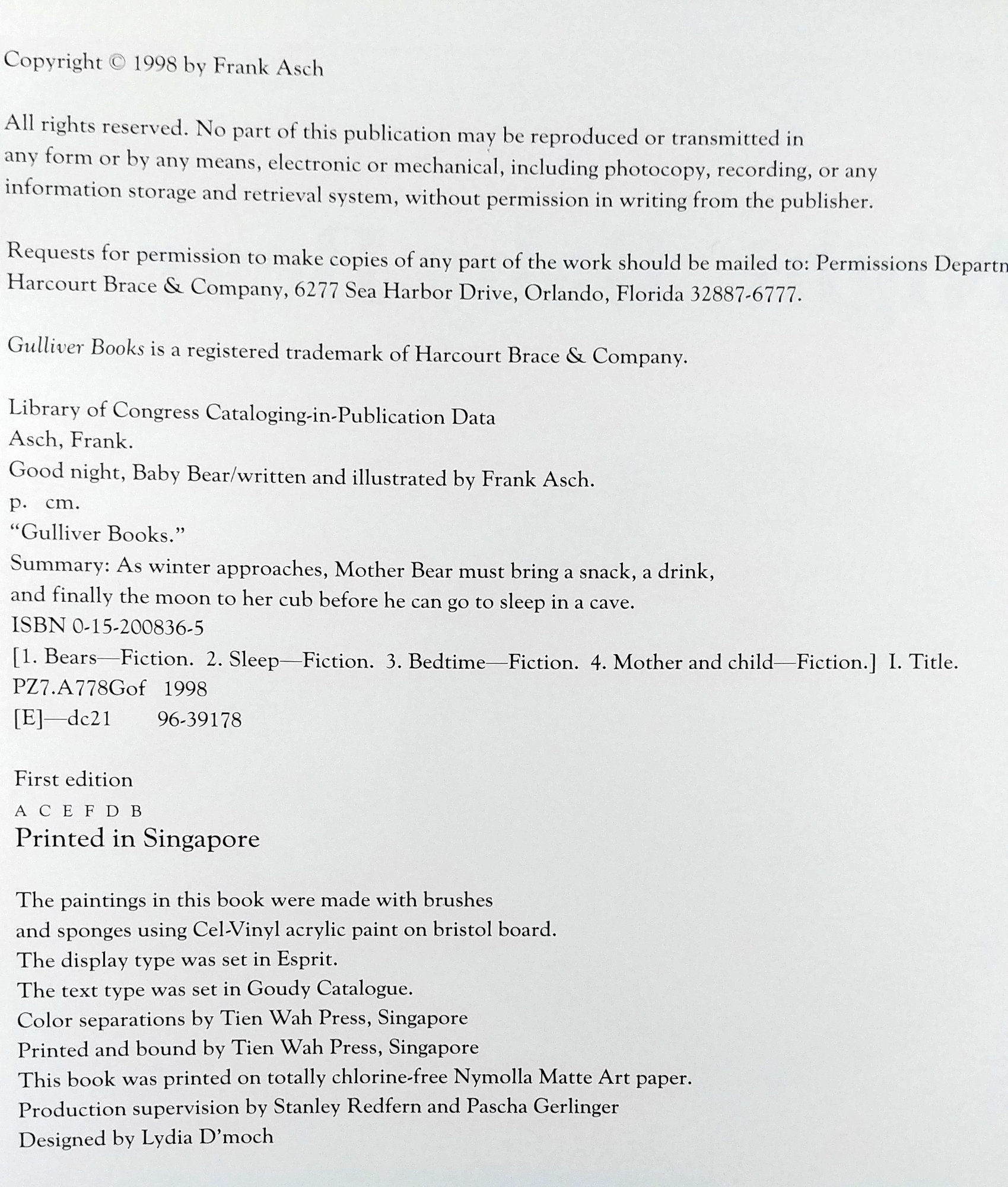 GOOD NIGHT Baby BEAR by Frank Asch 1998 1st Edition in Dust - Etsy