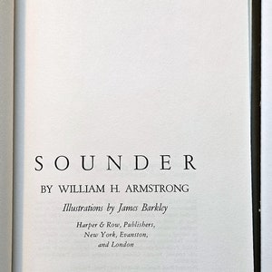 SOUNDER by William Armstrong, Newbery Medal, Inscribed by Author, Later ...
