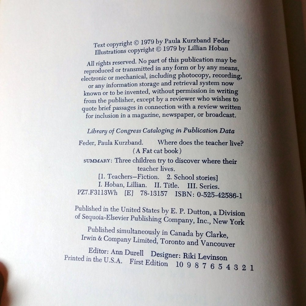 WHERE DOES the TEACHER Live Paula Kurzband Feder, Lillian Hoban ...