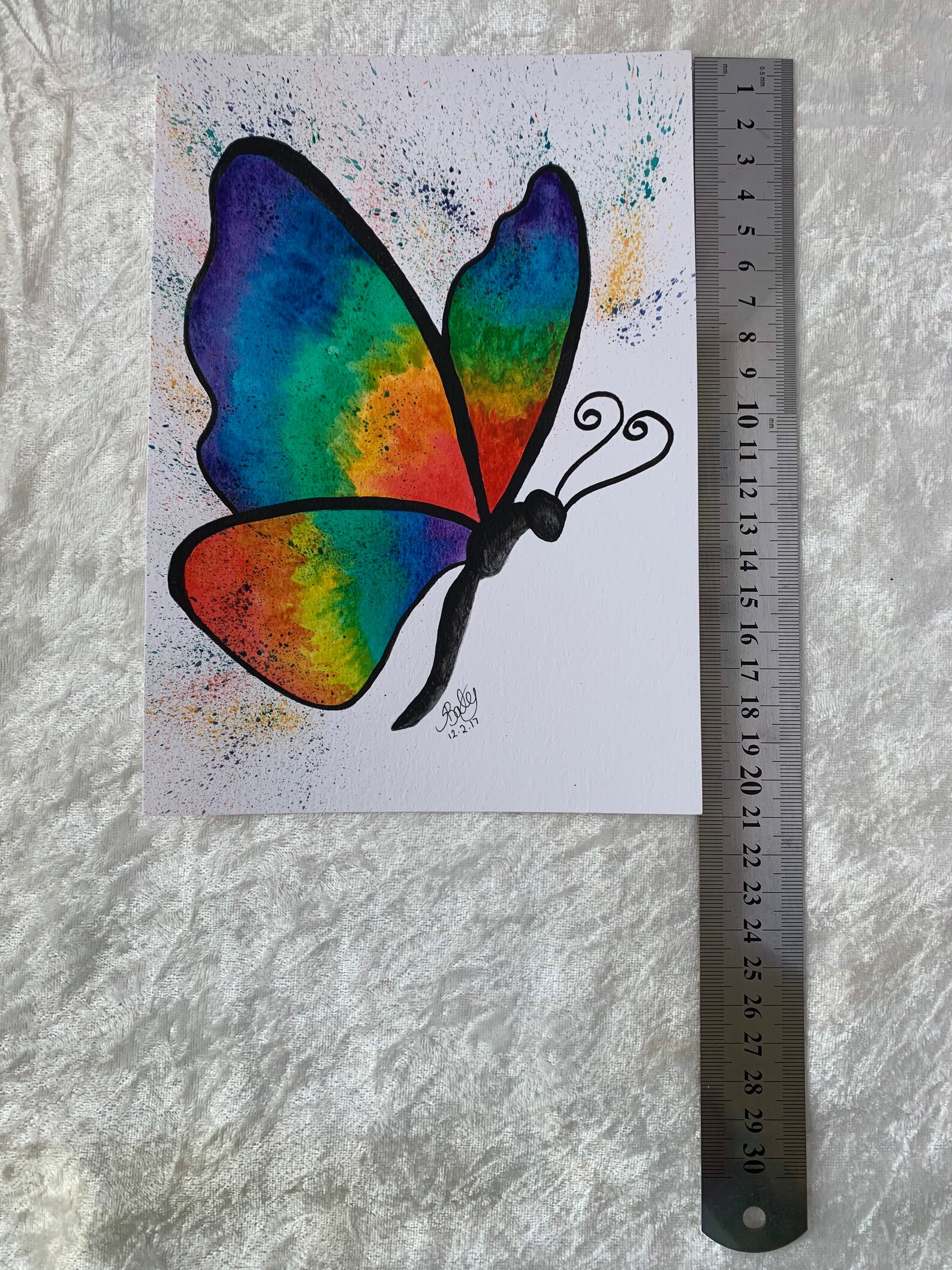 A5 Rainbow Butterfly Original Watercolour Painting, Butterfly Artwork ...