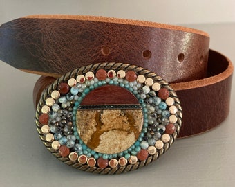 Beaded Belt Buckle - Crosses - Etsy