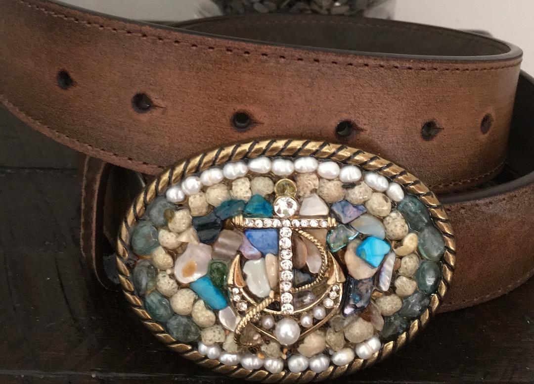 Anchor Beaded Belt Buckle - Etsy