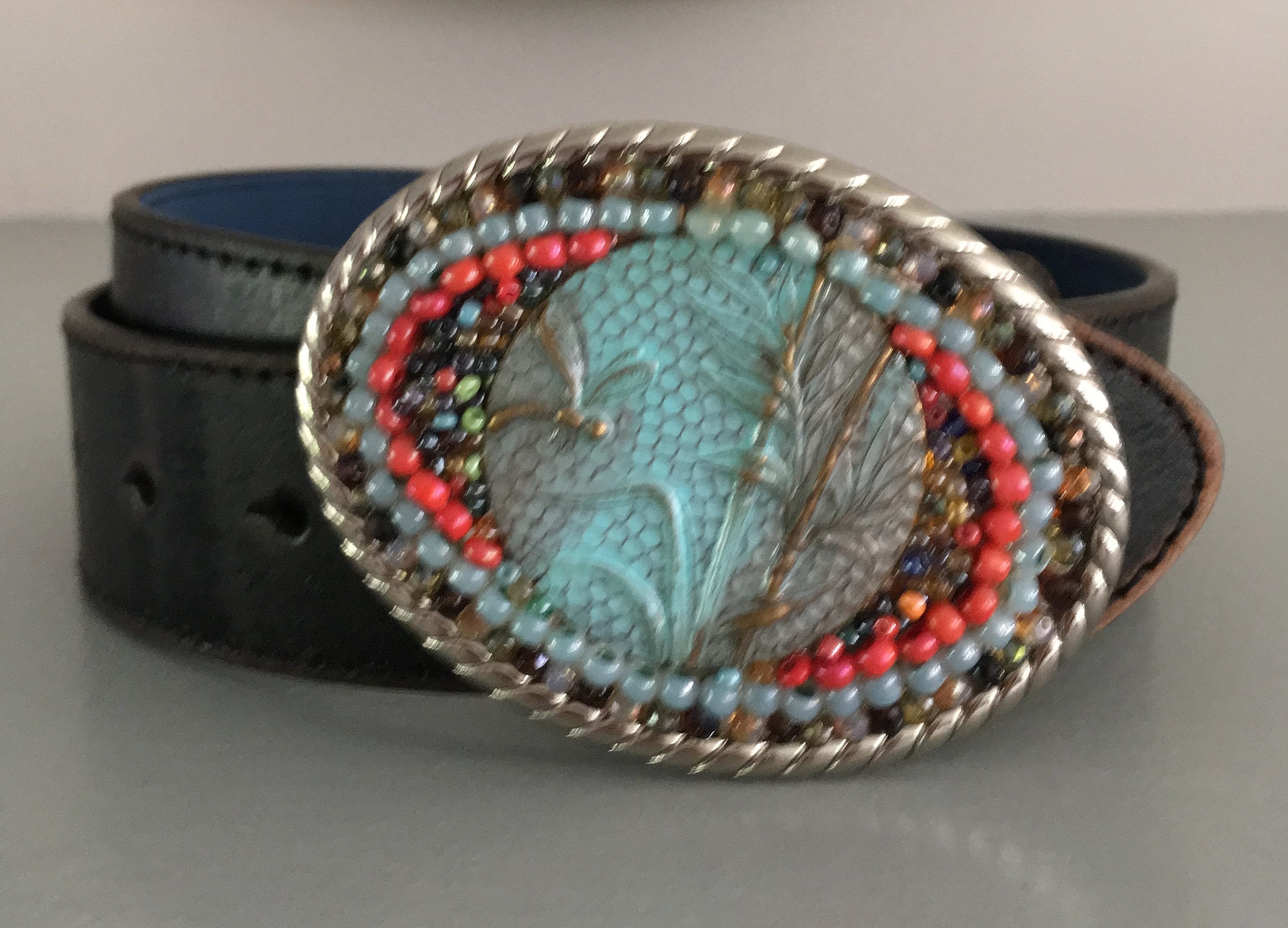 Oval Beaded Belt Buckle | Etsy