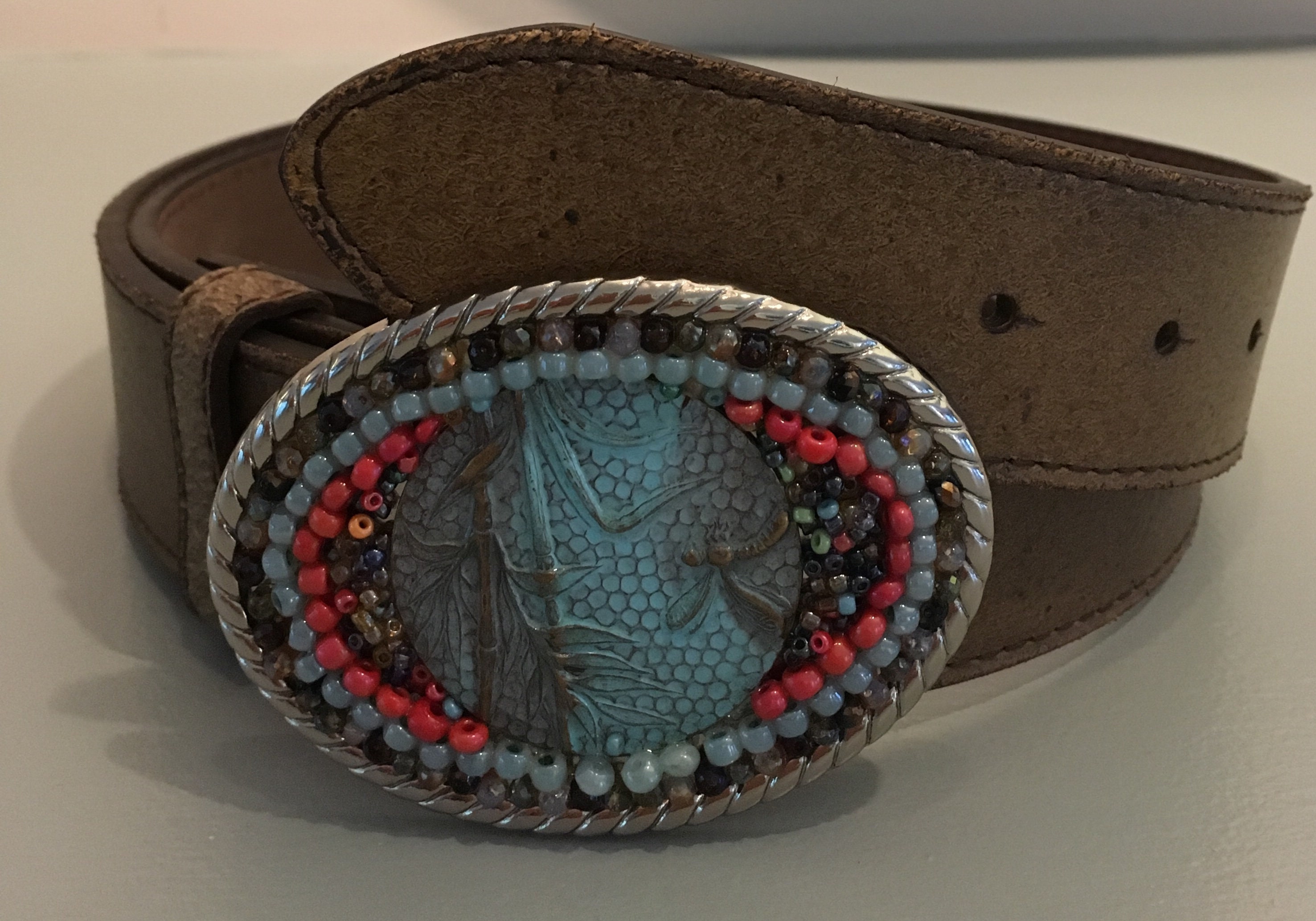 Oval Beaded Belt Buckle | Etsy