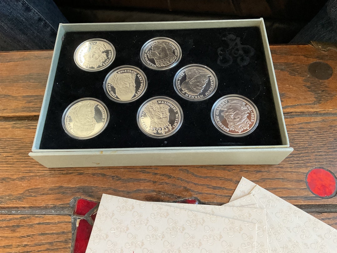Rare Seven 7 Coins Polish Monarchs Kings Silver Ag. 0.925 Cretified - Etsy