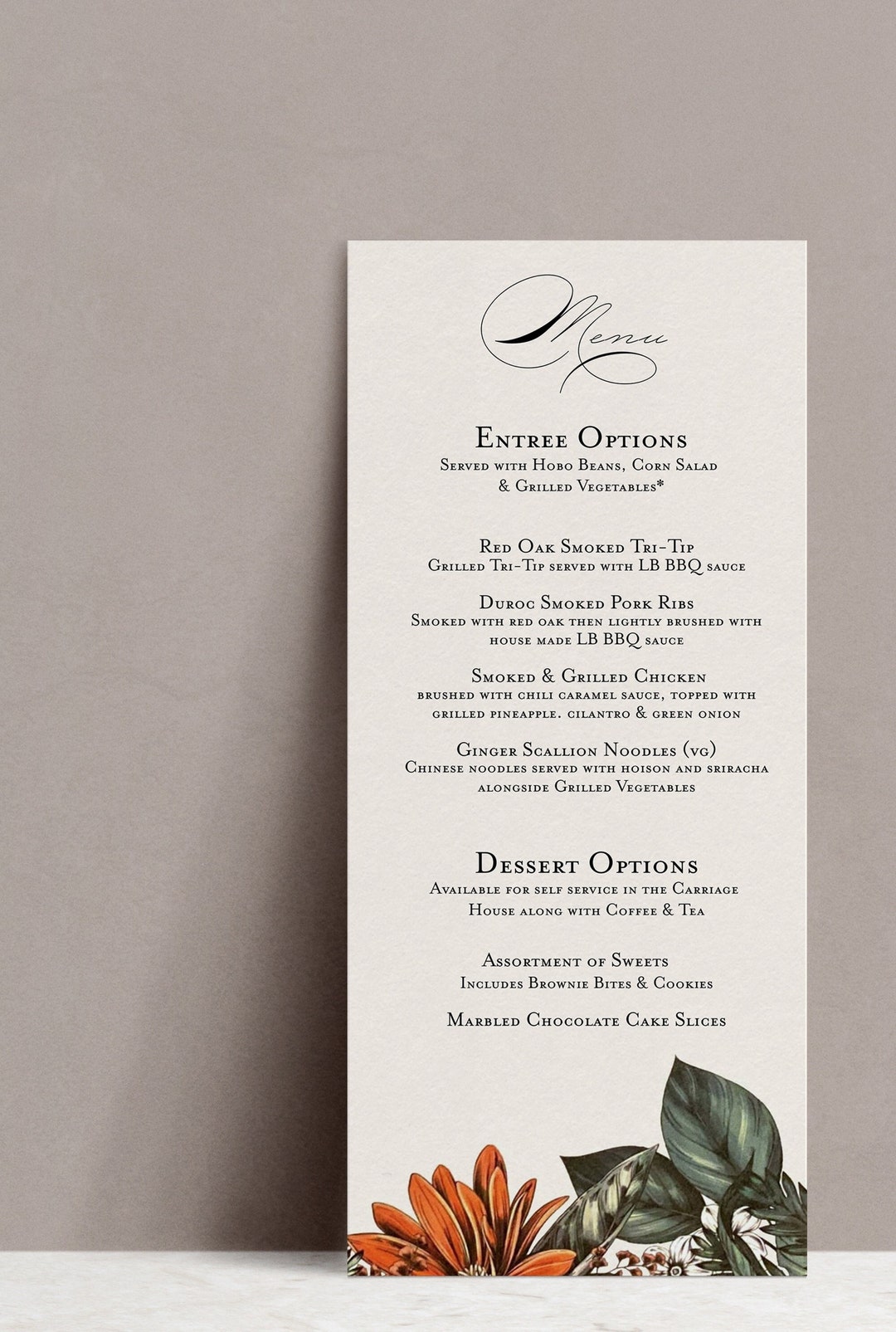 Sadie Wedding Menu, Romantic Menu Cards, Event, Boho Floral Menu ...