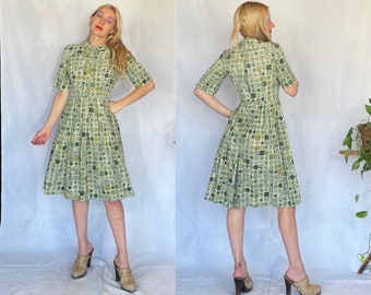 Green Pattern Dress - Etsy