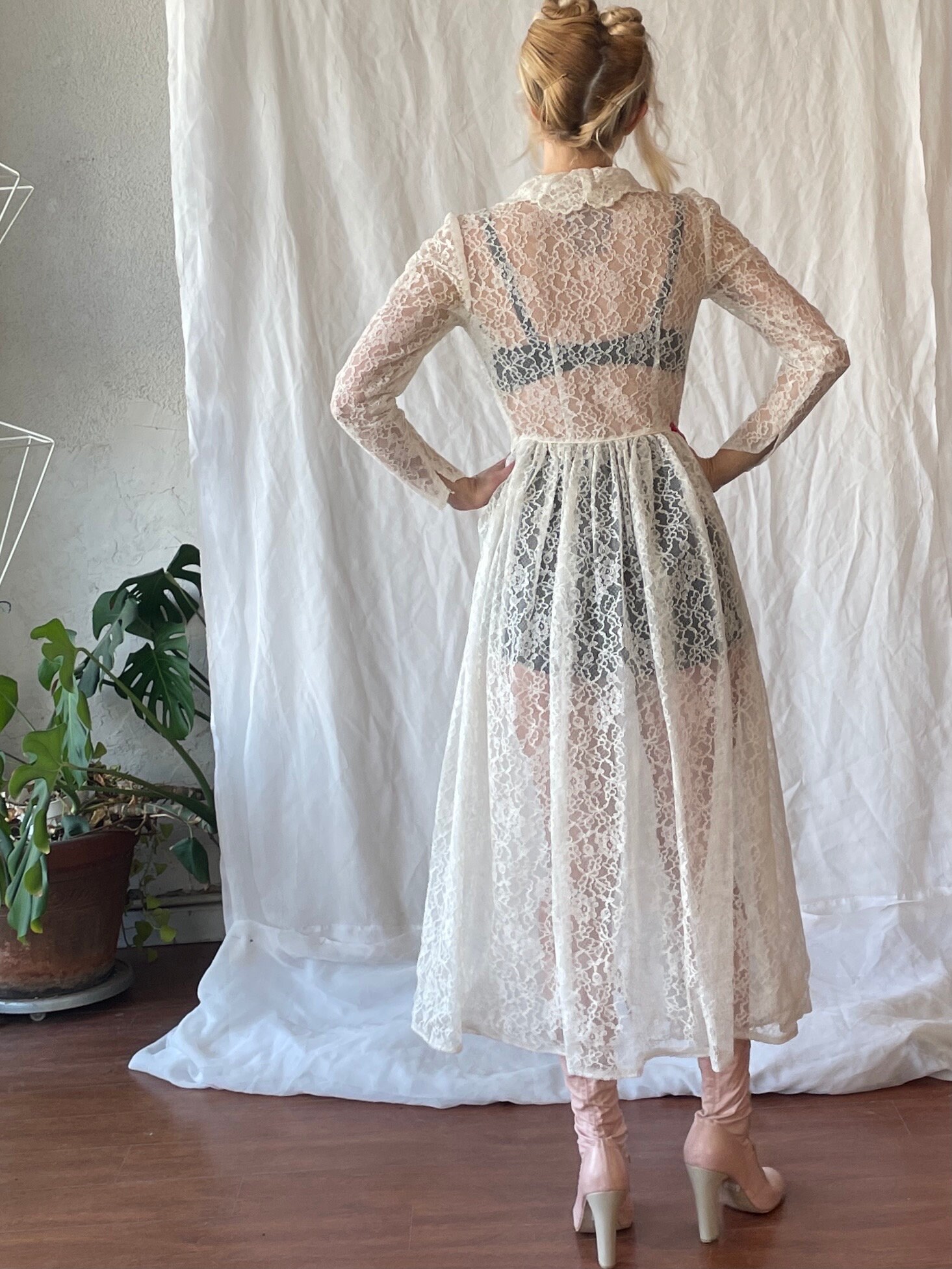 60s White Lace Duster - Etsy