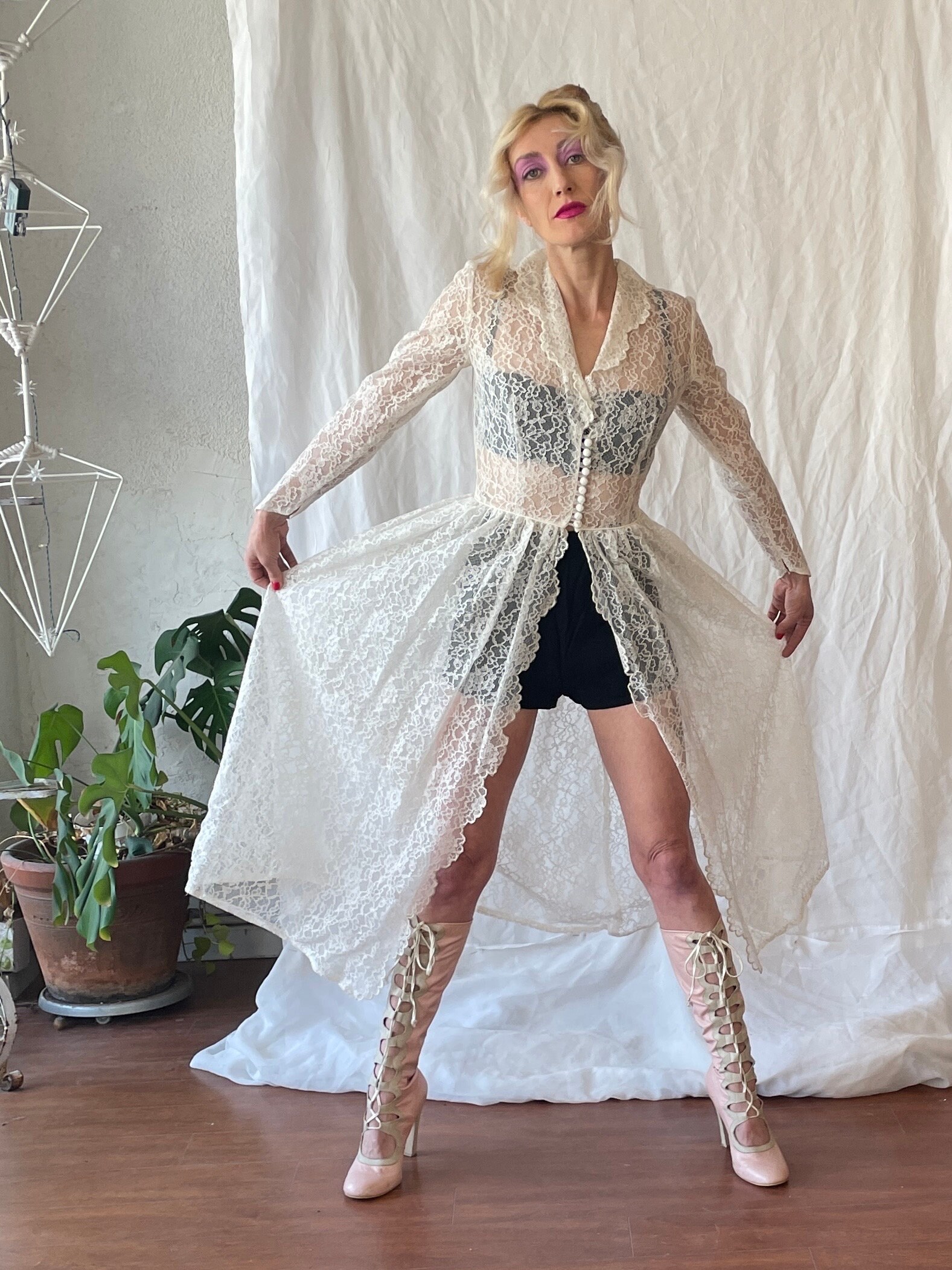 60s White Lace Duster - Etsy