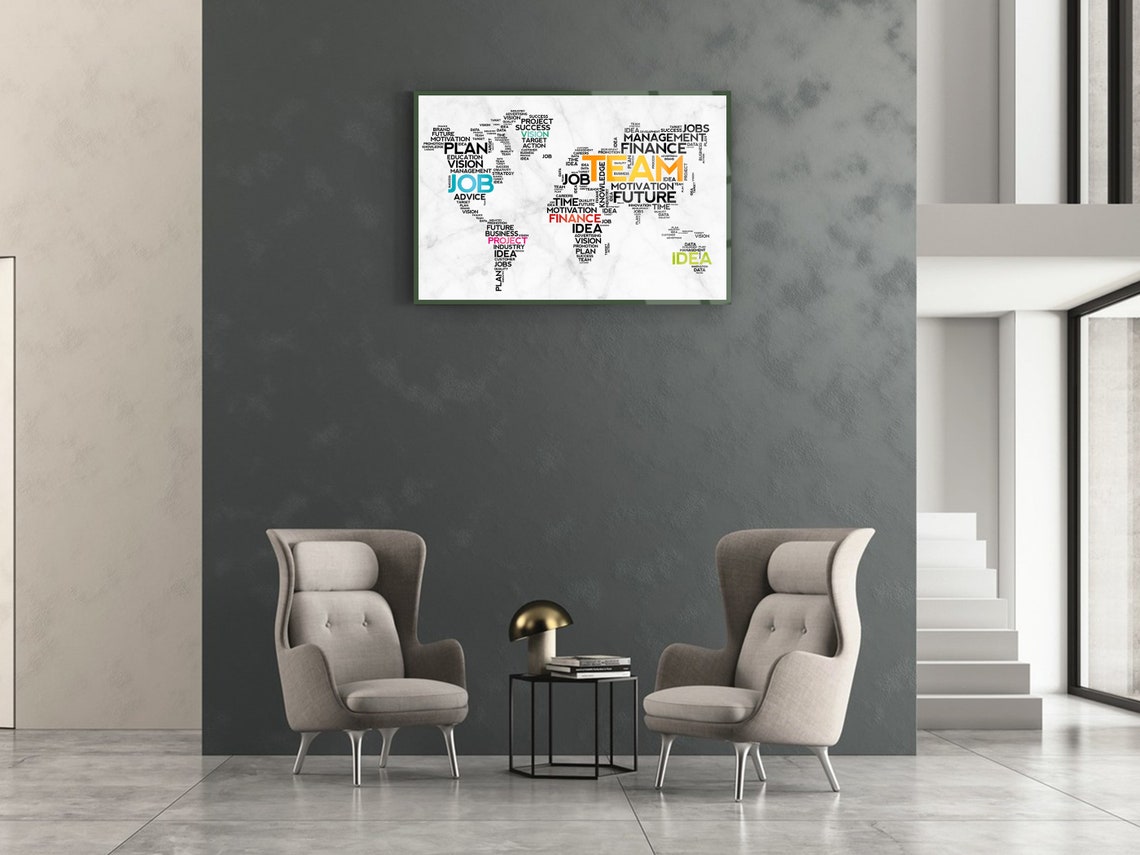 World Map Glass Wall Art-world Map Glass Wall - Etsy