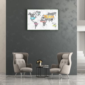 World Map Glass Wall Art-world Map Glass Wall - Etsy