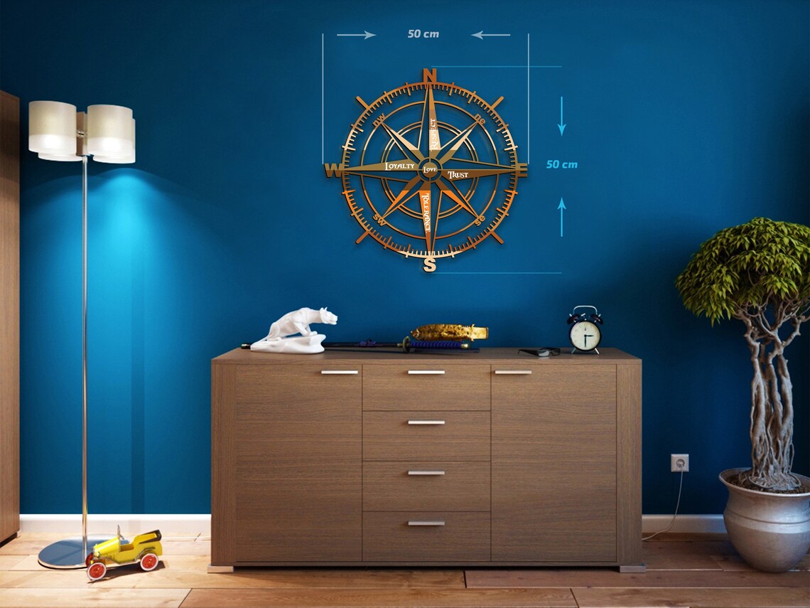Compass Wood Wall Art Compass Wall Decor Nautical Wall Art - Etsy