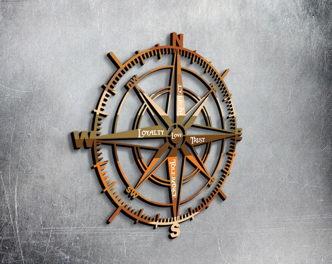 Compass Wood Wall Art, Compass Wall Decor, Nautical Wall Art, Wood ...