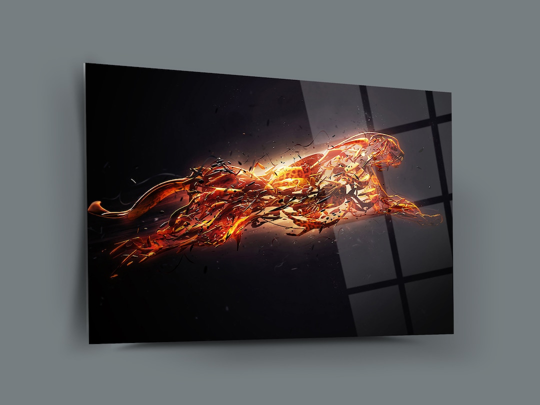 Cheetah Glass Wall Art-tempered Glass Printing Wall Art-animal Glass ...