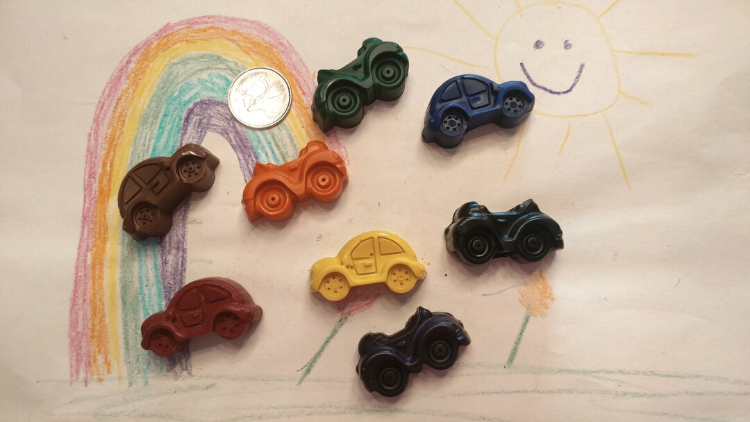 Car Crayons, 8 Piece Set, 8 Small Car Shaped Crayons - Etsy