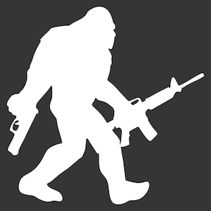 Sasquatch Bigfoot With Guns 2nd Amendment Vinyl Window Decal Bumper ...