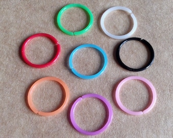 Set of 8 Pretty Acrylic Coloured Nose Rings Hoops Earring Body ...