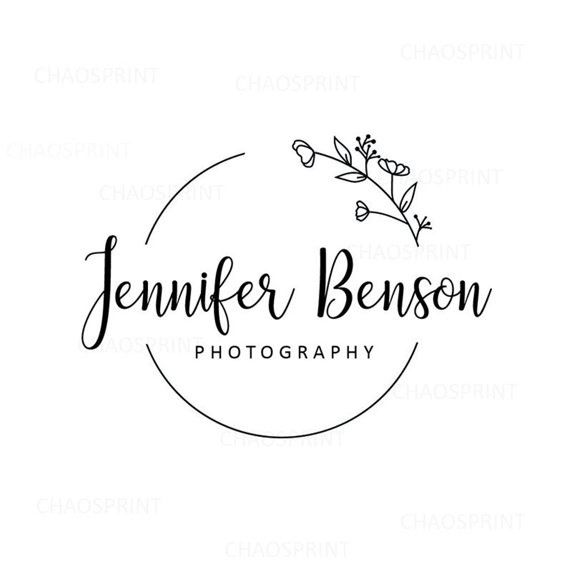 Floral Circle Logo Design, Blogger Influencer Logo, Premade Watermark ...