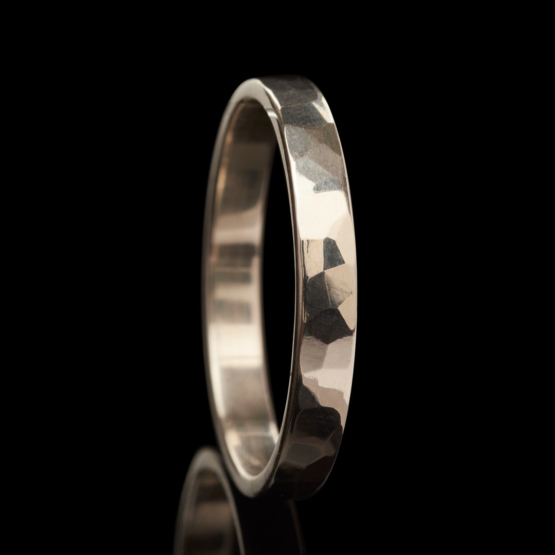 3mm Sixties Hammered Silver Ring by Nathan Walker, Couples Gift - Etsy