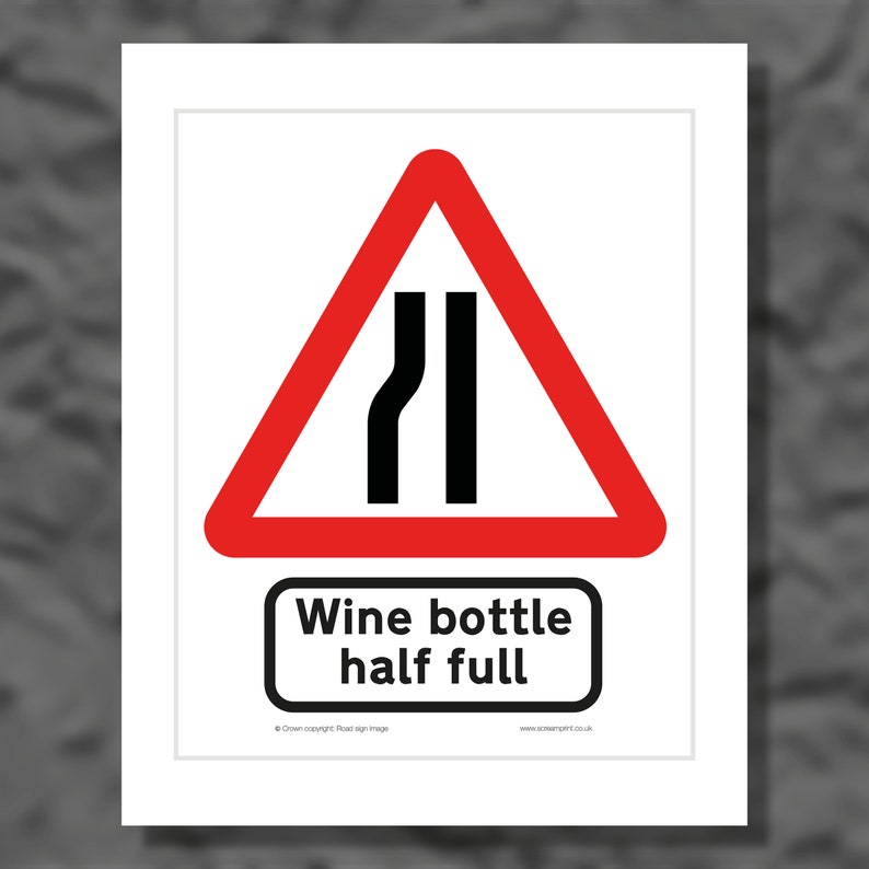 Wine Bottle Half Full Traphic Print - Etsy