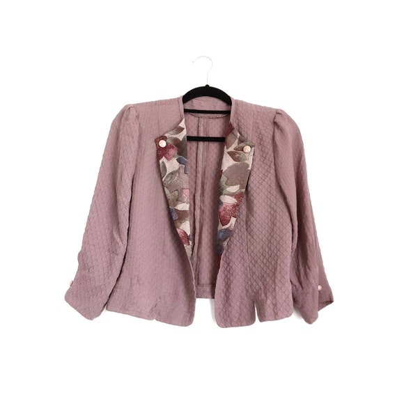 Dusky Plum Purple Textured Jacket Floral Collar Bolero Open - Etsy