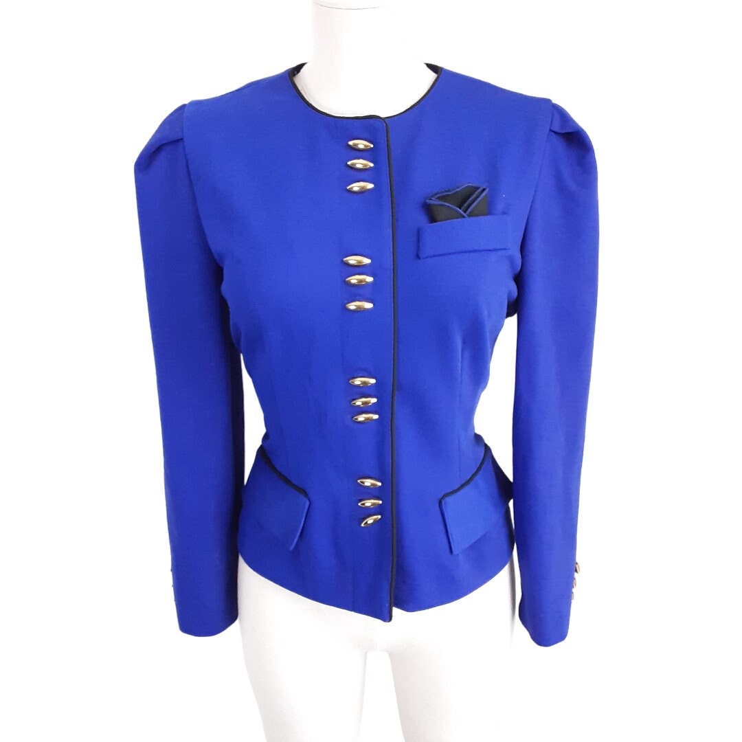 Leslie Fay Cadbury Purple Fitted Jacket Vintage Women's Gold Toggle ...