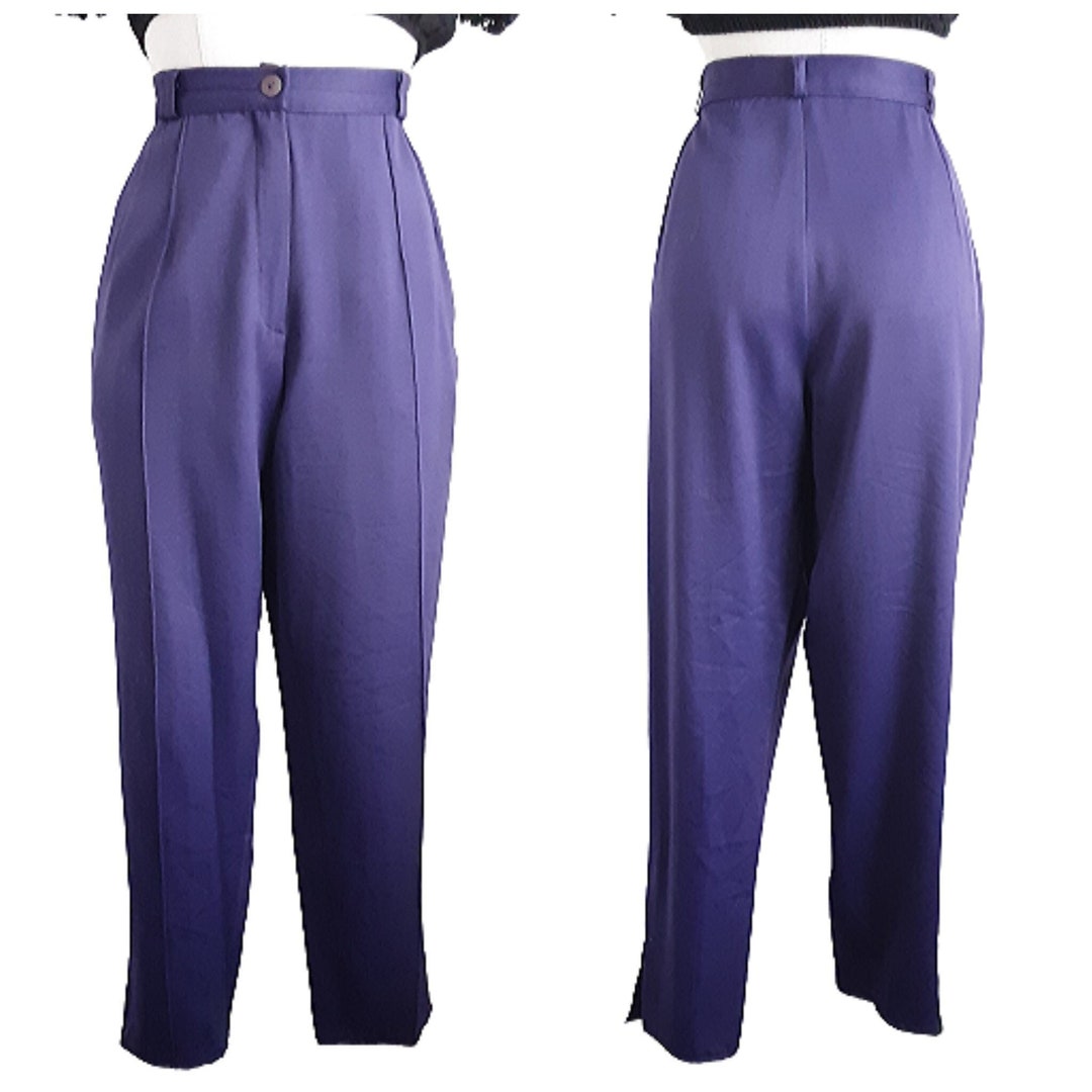 Cadbury Purple Pin Tuck Trousers Vintage Women's High Waist Bottoms ...