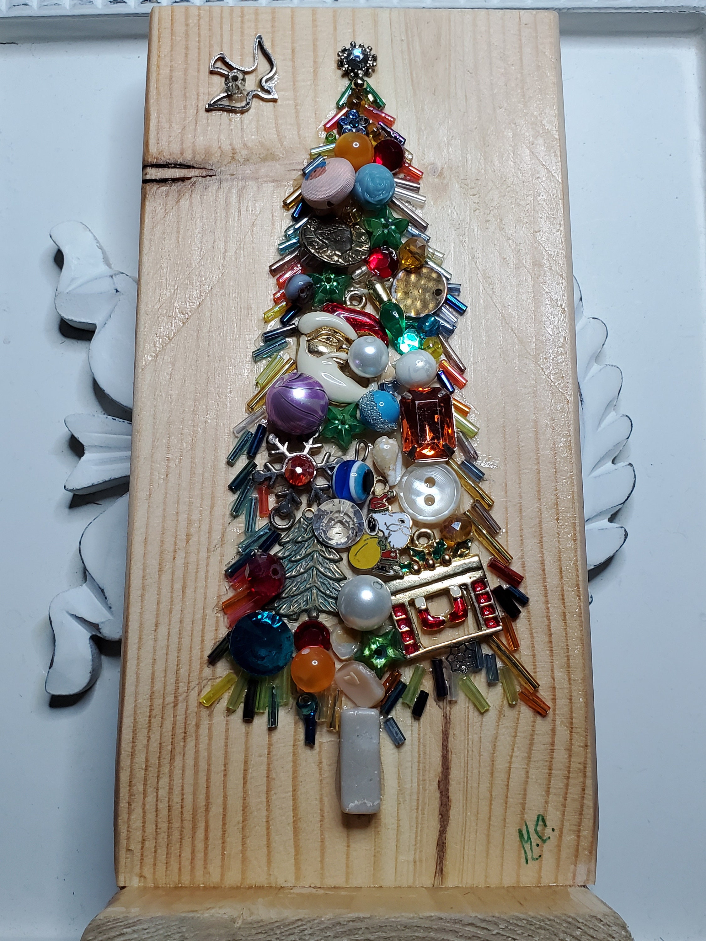 Christmas Tree Framed Artwork, MADE TO ORDER, Vintage Jewelry Art ...