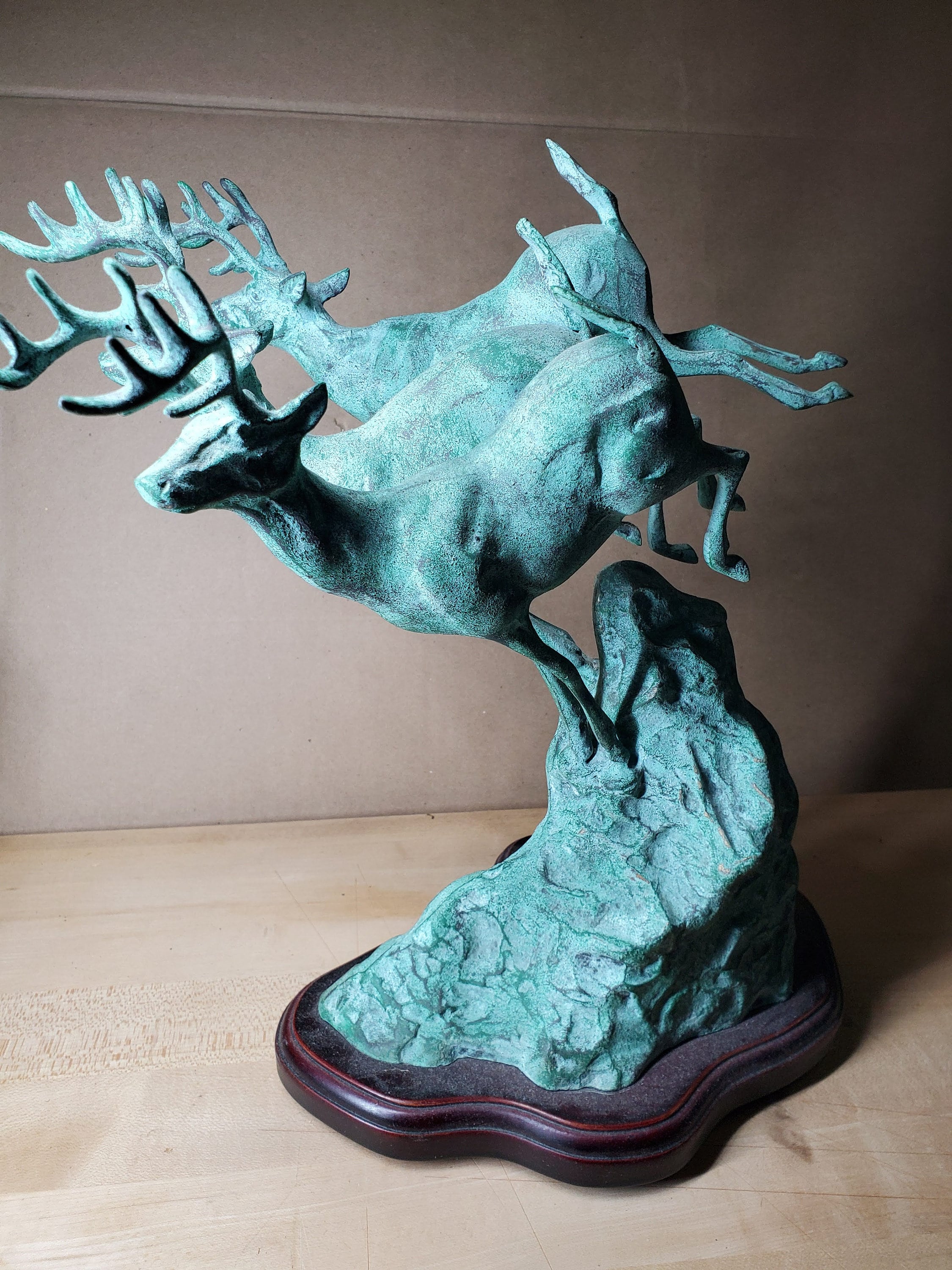 Vintage Toyo Three Stags the Hunt Bronze Sculpture on - Etsy